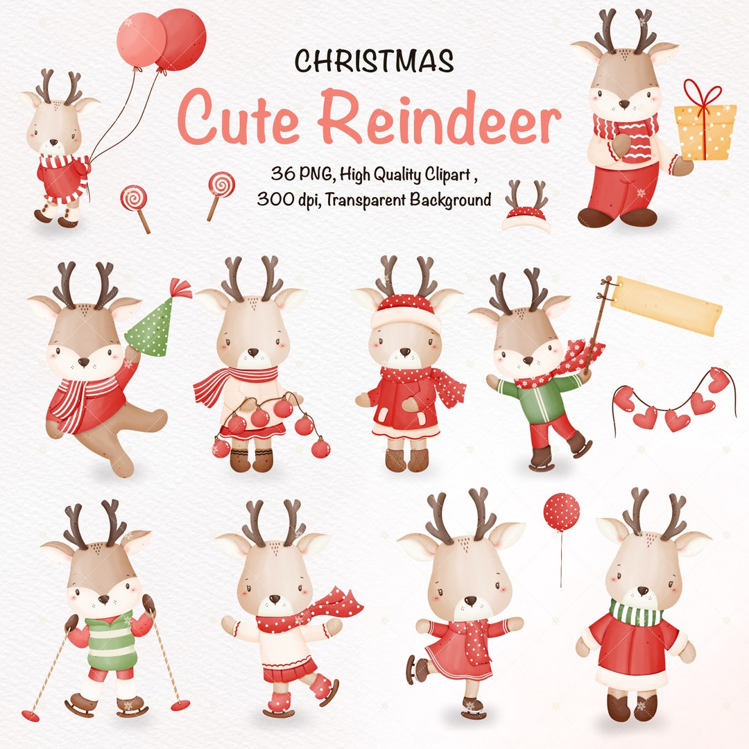 Christmas Reindeer Clipart, Christmas Deer Clipart, Christmas Clipart ...