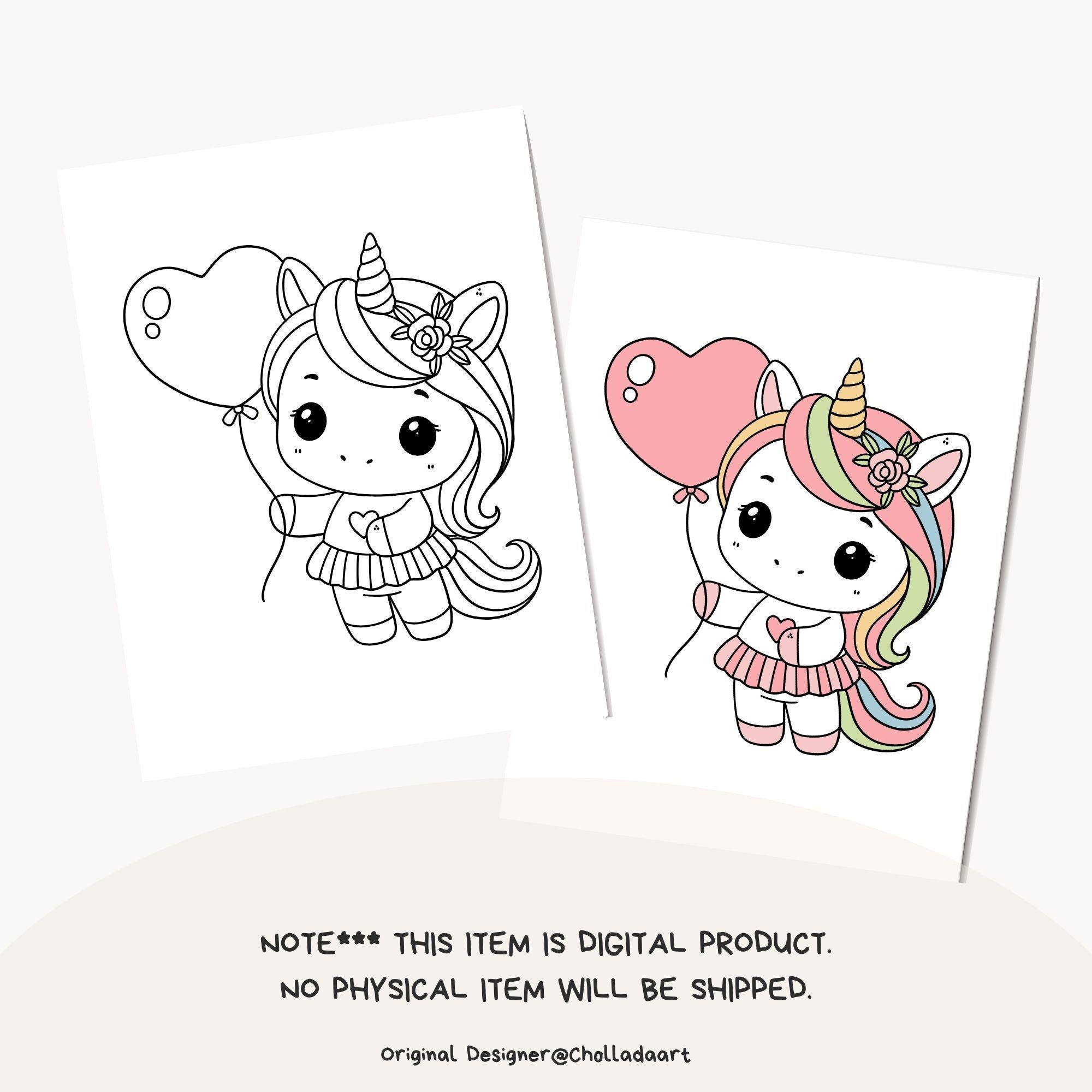 Valentine Unicorn Coloring Image, Valentine Animal Coloring Image ...