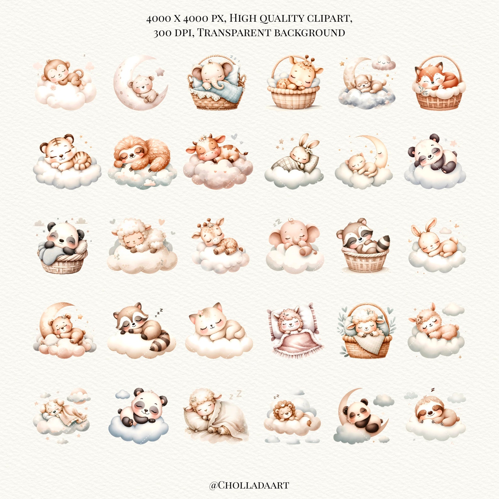 Watercolor Sleeping Animals Clipart, Sleeping Animals PNG, Sleepy ...