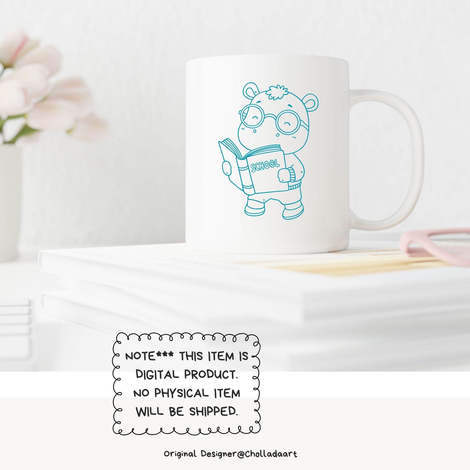 Hippo Back to School SVG Bundle, Hippo SVG, Hippopotamus Clipart, Back ...