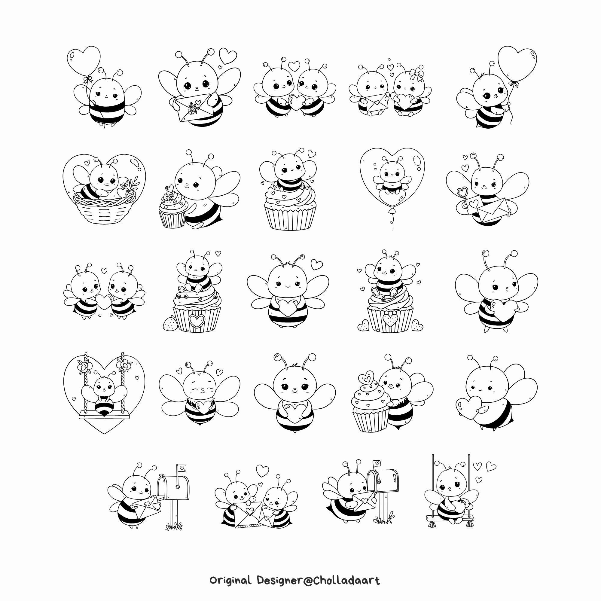 Cute Bumblebee SVG Bundle, Bee SVG Bundle, Valentine Bumblebee SVG ...