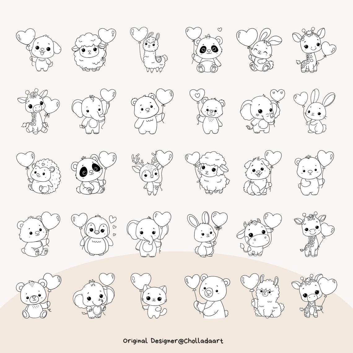 Valentine Animal Coloring Image, Valentine Coloring Image, Animal SVG ...