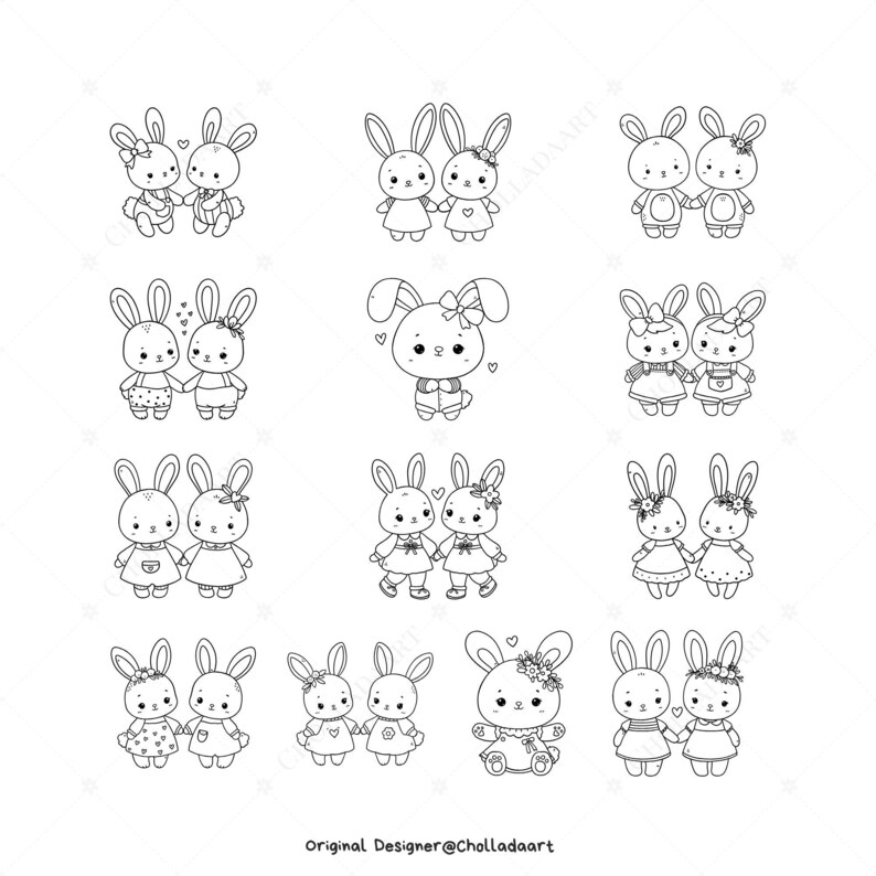 Couple Bunny SVG Bundle, Bunny Svg, Rabbit SVG, Romantic Bunny Clipart ...