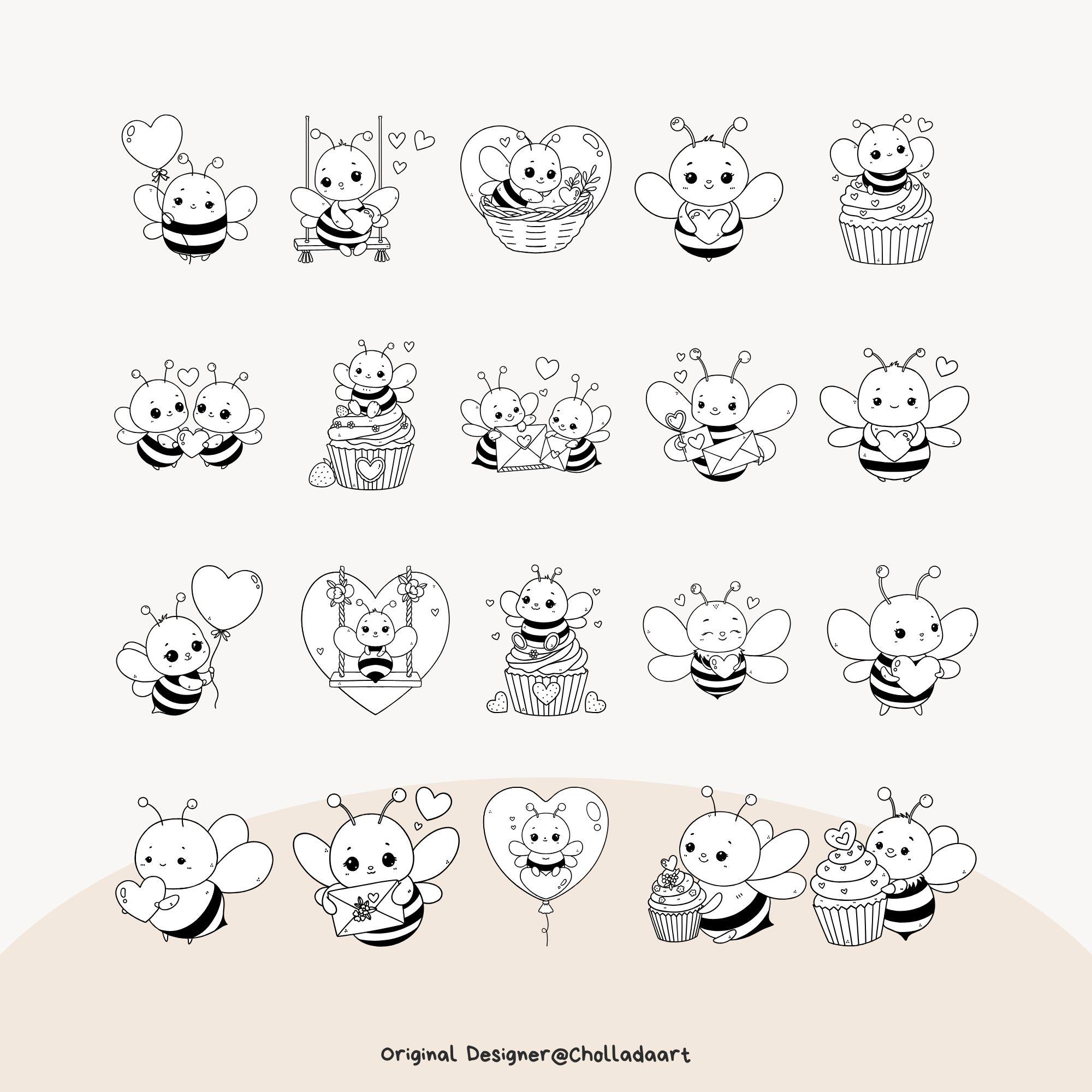 Cute Bumblebee Coloring Image, Valentine Bumblebee Coloring Image ...