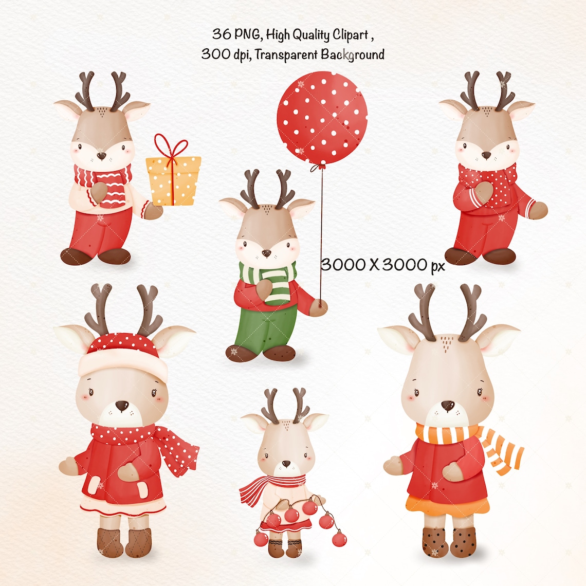 Christmas Reindeer Clipart, Christmas Deer Clipart, Christmas Clipart ...