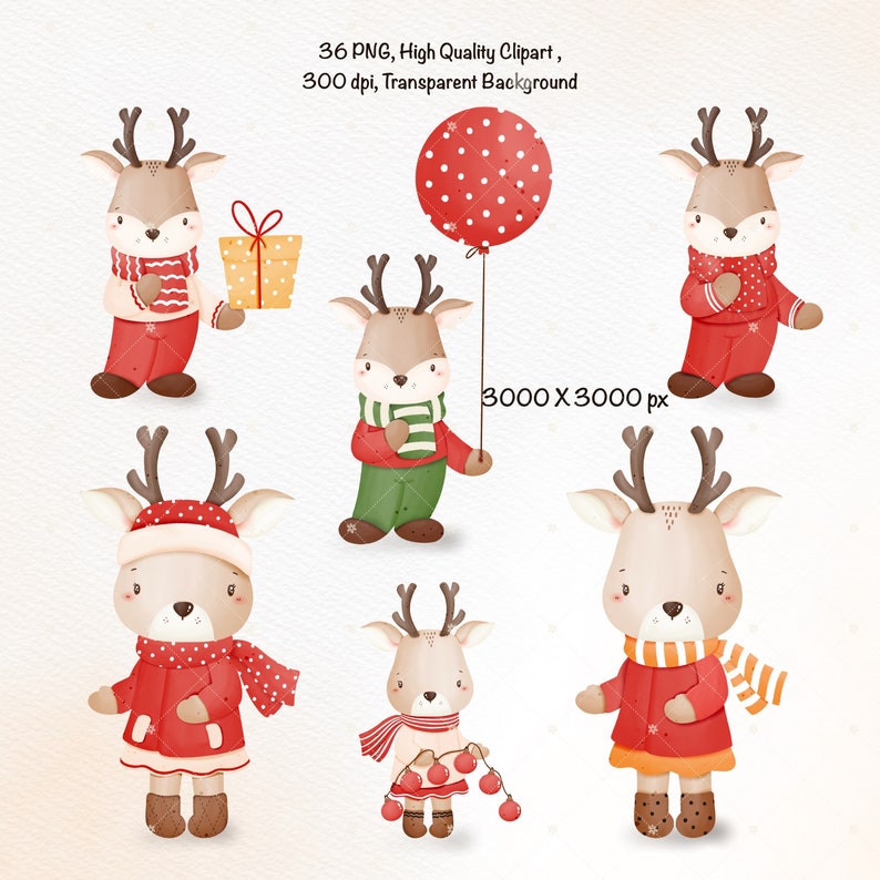 Christmas Reindeer Clipart, Christmas Deer Clipart, Christmas Clipart ...