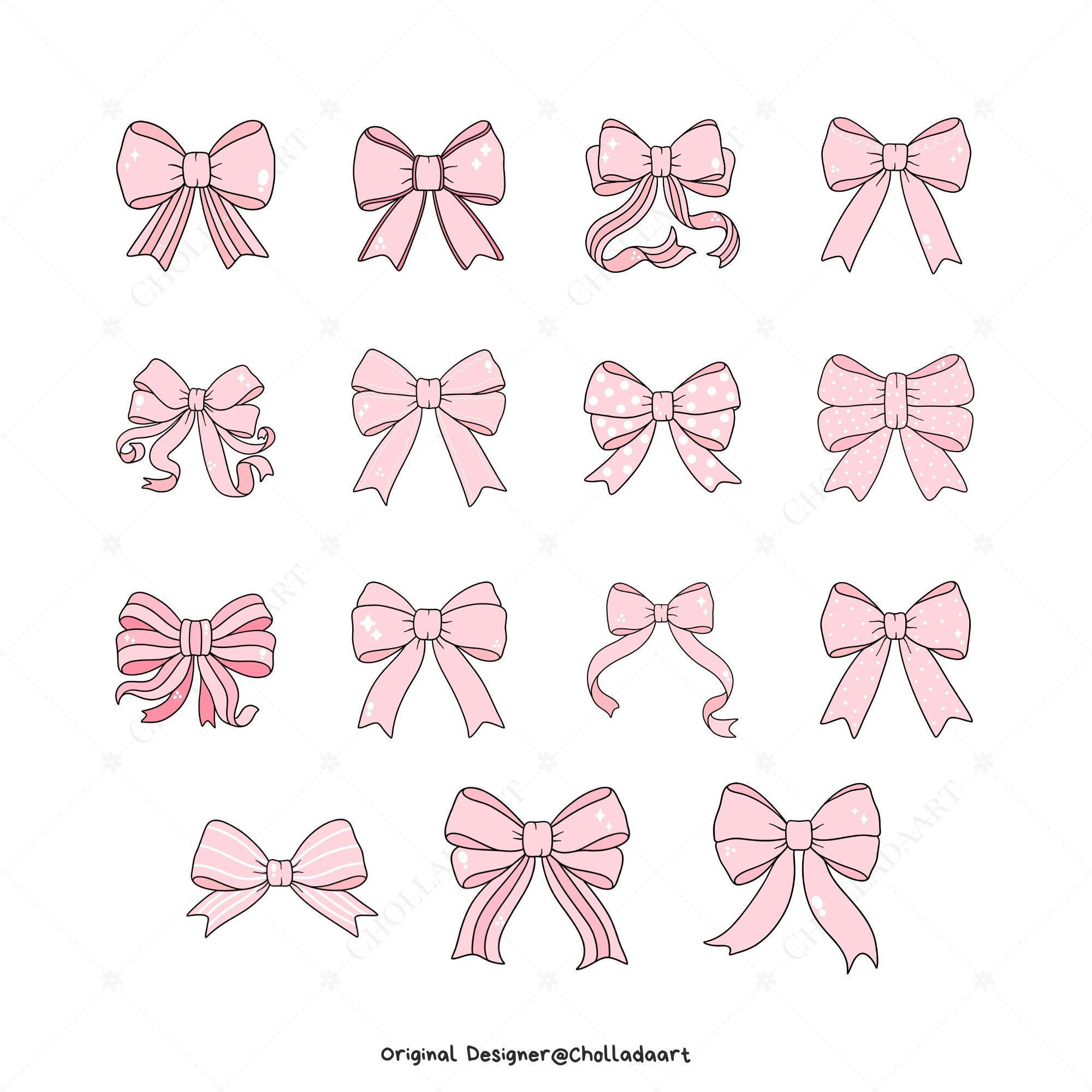 Coquette Ribbon Bow Clipart, Pink Bow Png, Bow Clipart, Coquette Bow ...