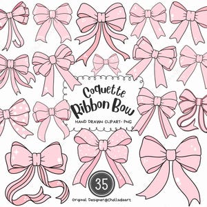 Coquette Ribbon Bow Clipart, Pink Bow Png, Bow Clipart, Coquette Bow ...