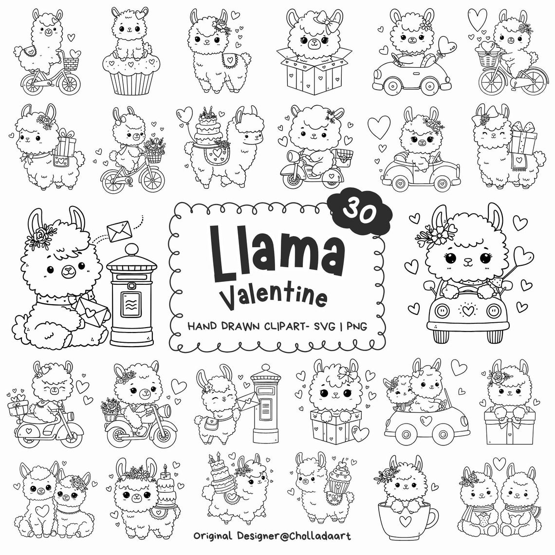 Llama Valentine SVG Bundle, Valentine Llama Svg, Cartoon Llama Svg ...