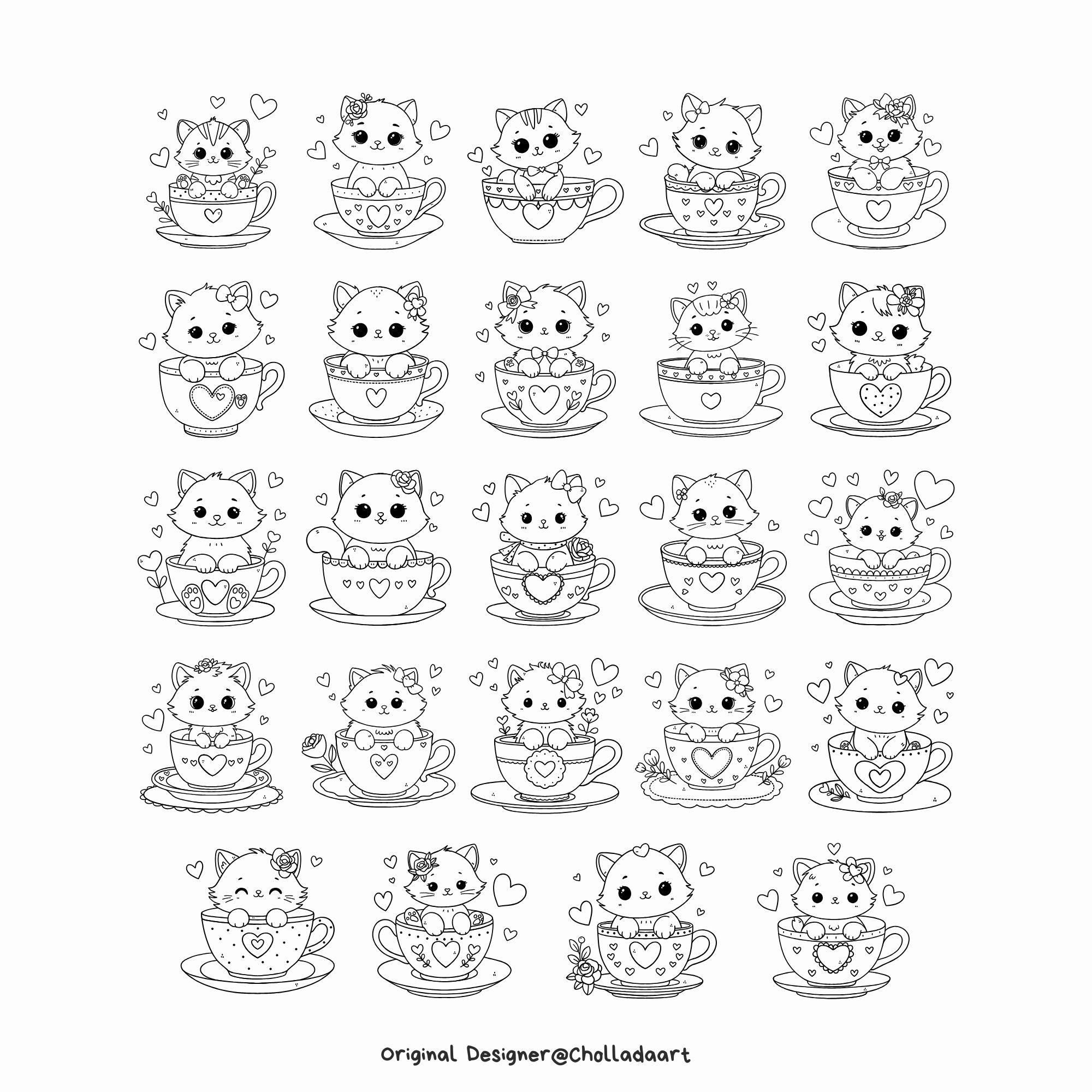 Valentine Teacup Cat SVG Bundle, Cat in a Teacup Svg, Cat Svg Bundle ...