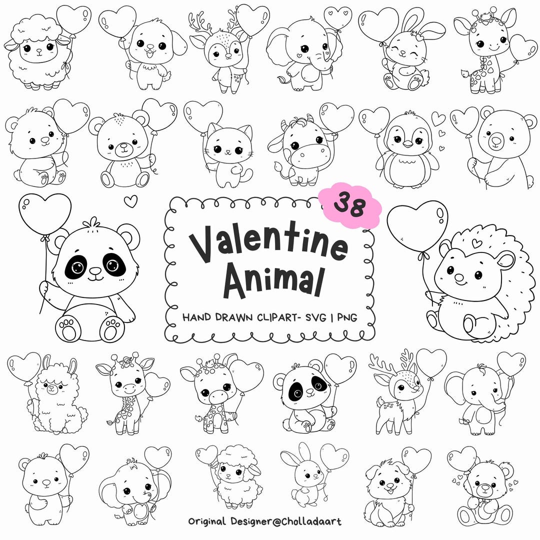 Valentine Animal SVG Bundle, Valentine Animal SVG, Animal Valentine Svg ...