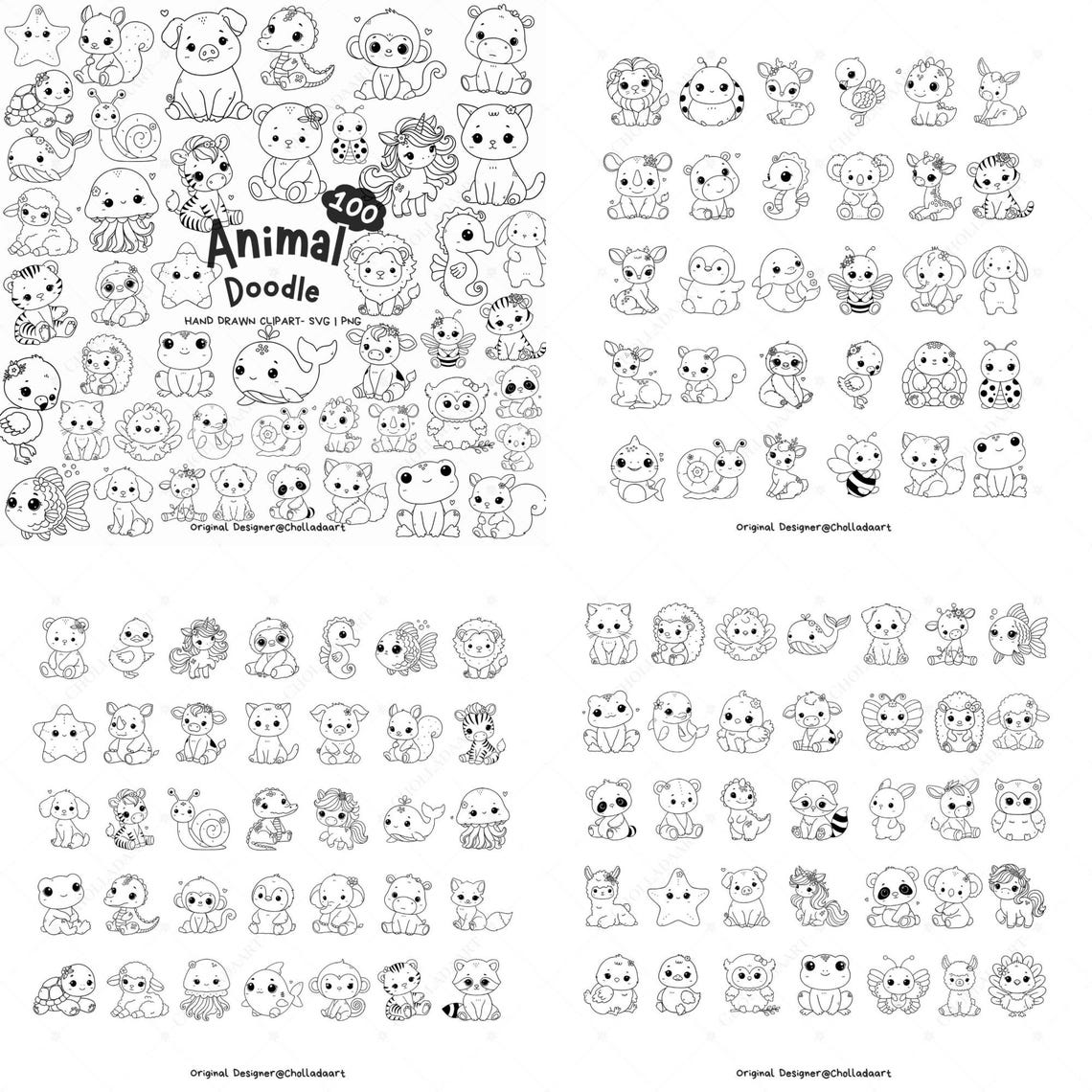 346 Animal Clipart Bundle, Animal SVG Bundle, Doodle Animal Clipart ...