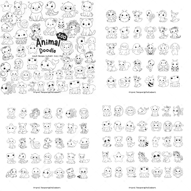 346 Animal Clipart Bundle, Animal SVG Bundle, Doodle Animal Clipart ...