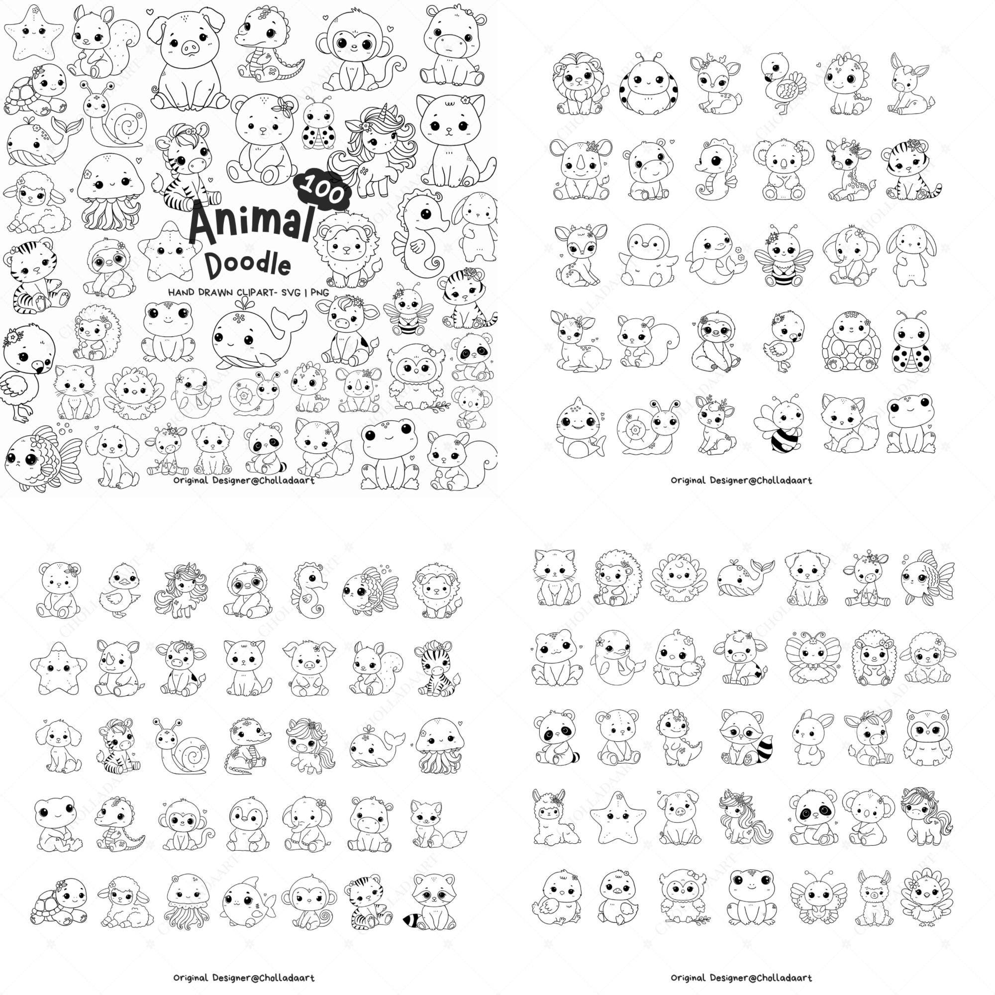 346 Animal Clipart Bundle, Animal SVG Bundle, Doodle Animal Clipart ...