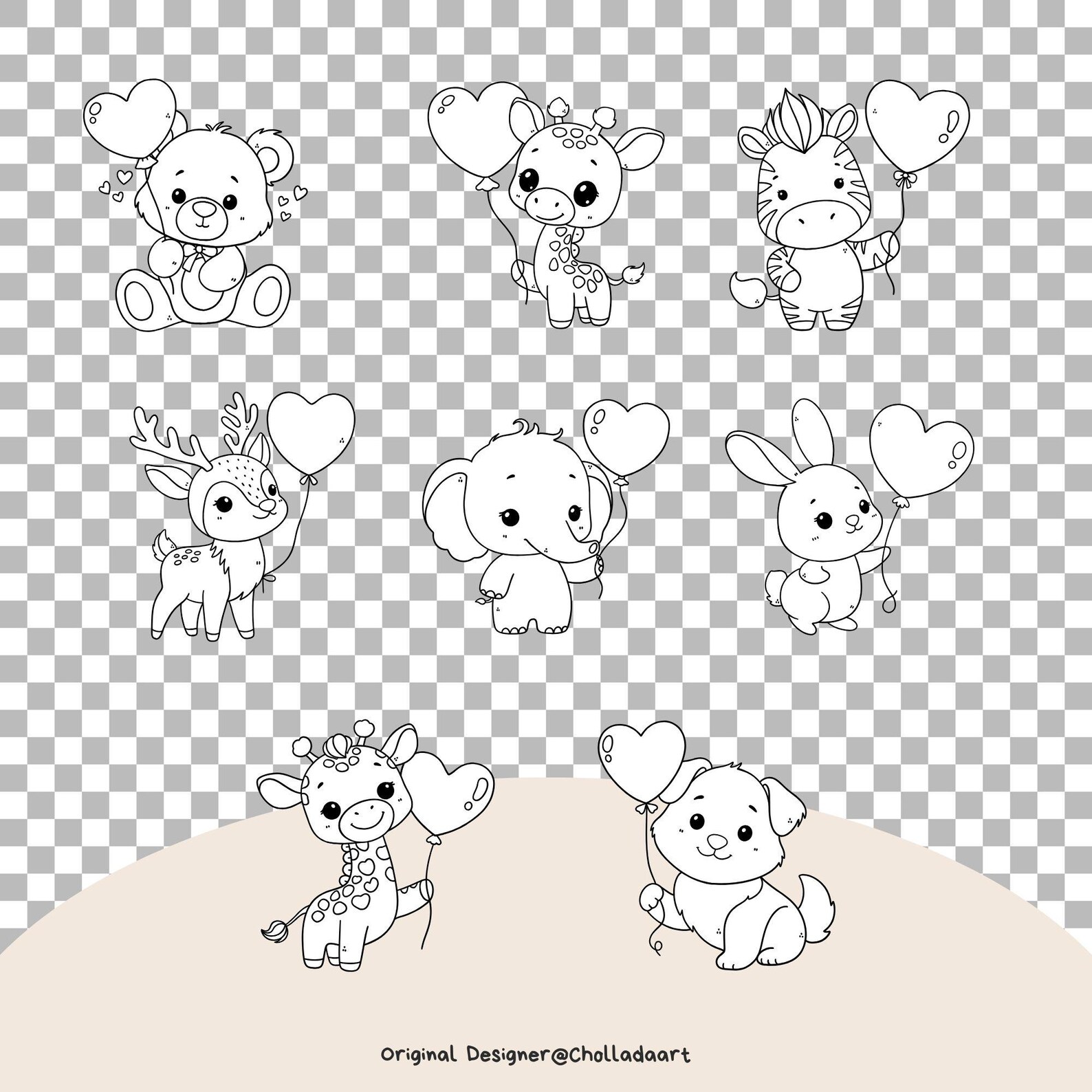 Valentine Animal Coloring Image, Valentine Coloring Image, Animal SVG ...