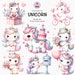Unicorn Valentines Clipart, Cute Unicorn Clipart, Watercolor Valentines ...