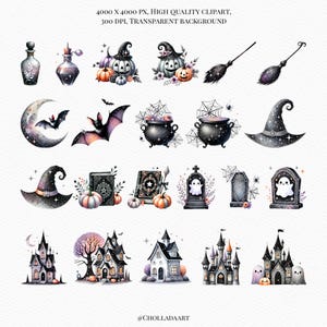 Watercolor Halloween Clipart, Halloween Clipart, Cute Halloween ...