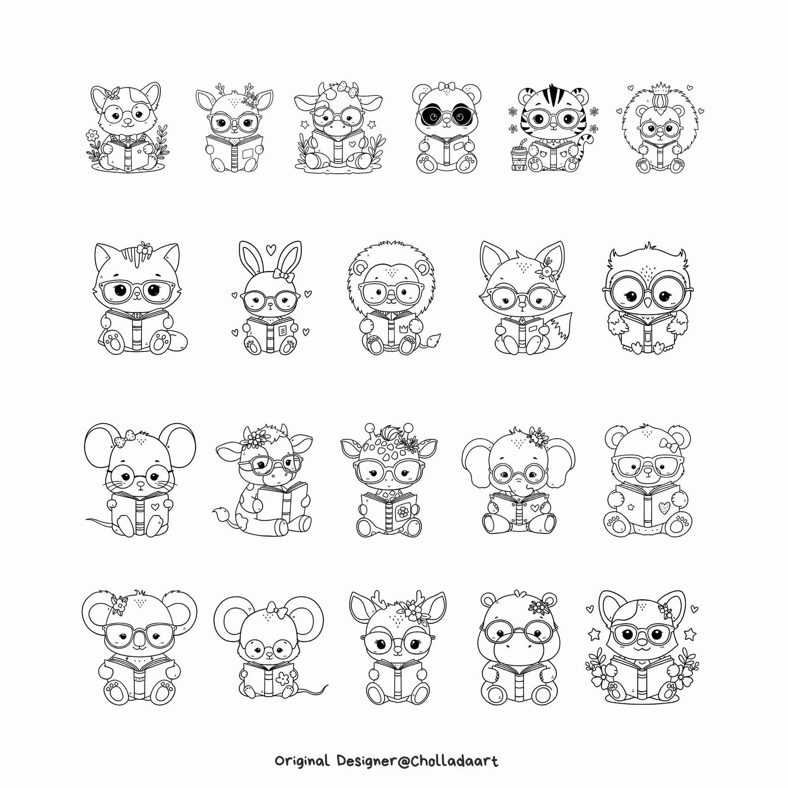 Animal Reading Book SVG Bundle, Animal Book Lover Svg Bundle, Animal ...