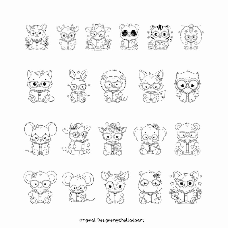 Animal Reading Book SVG Bundle, Animal Book Lover Svg Bundle, Animal ...