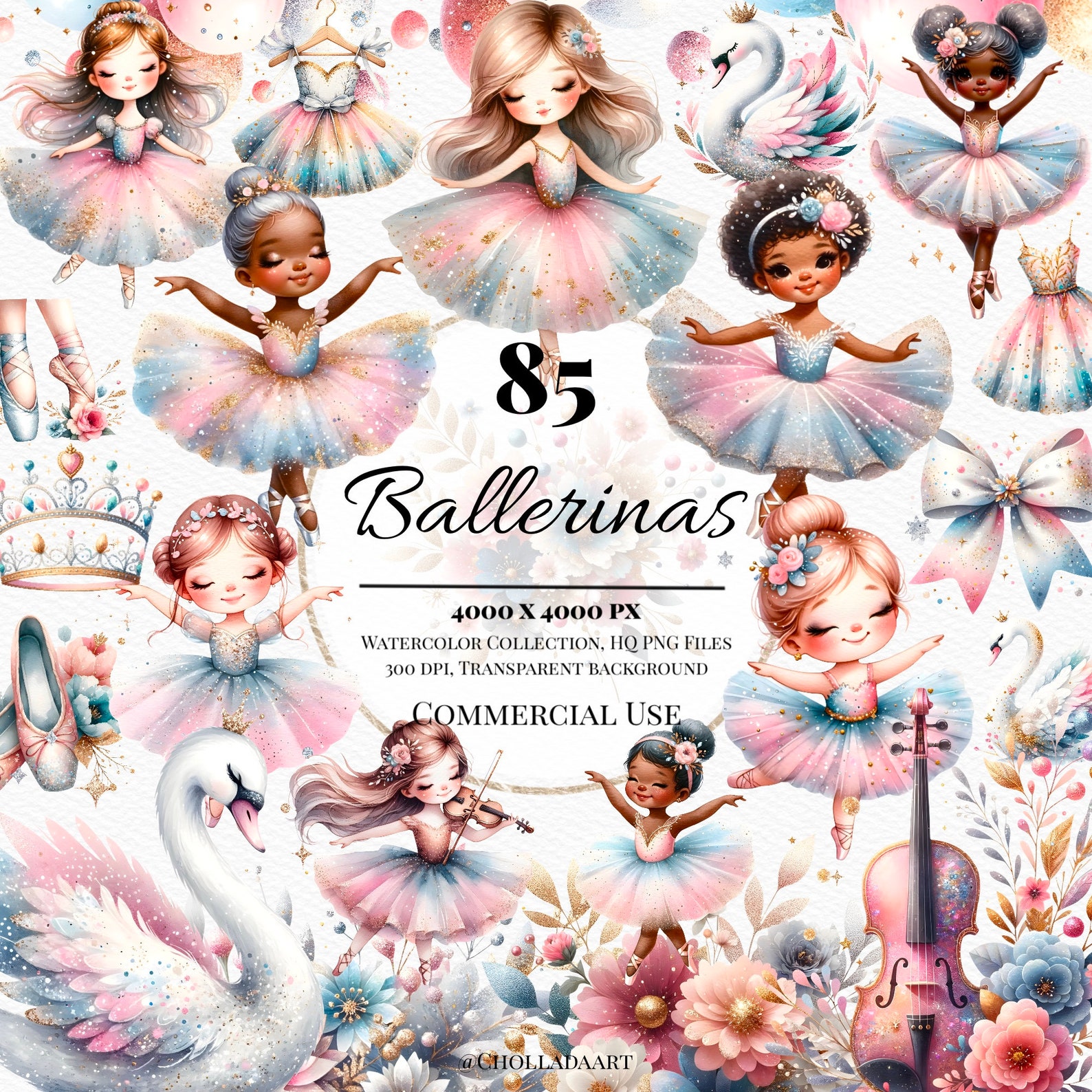 Ballerina Clipart, Watercolor Ballerina Clipart, Sweet Ballerinas ...