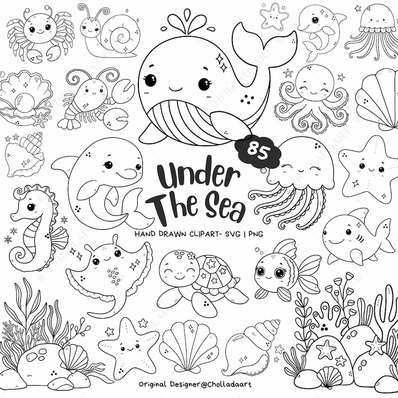 Sea Animals Clipart - Etsy