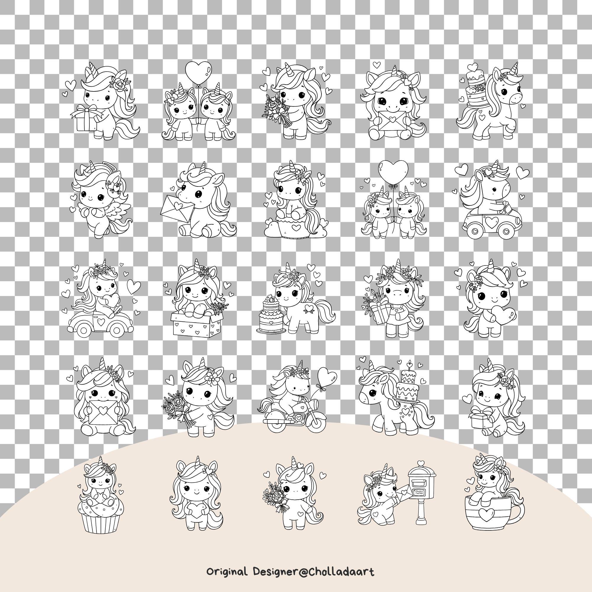 Valentine Unicorn Coloring Image, Valentine Animal Coloring Image ...