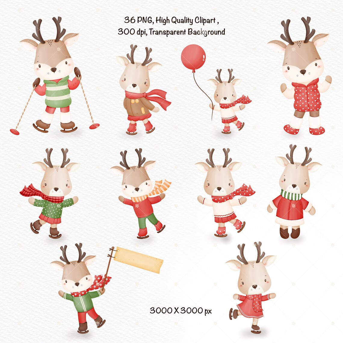 Christmas Reindeer Clipart, Christmas Deer Clipart, Christmas Clipart ...