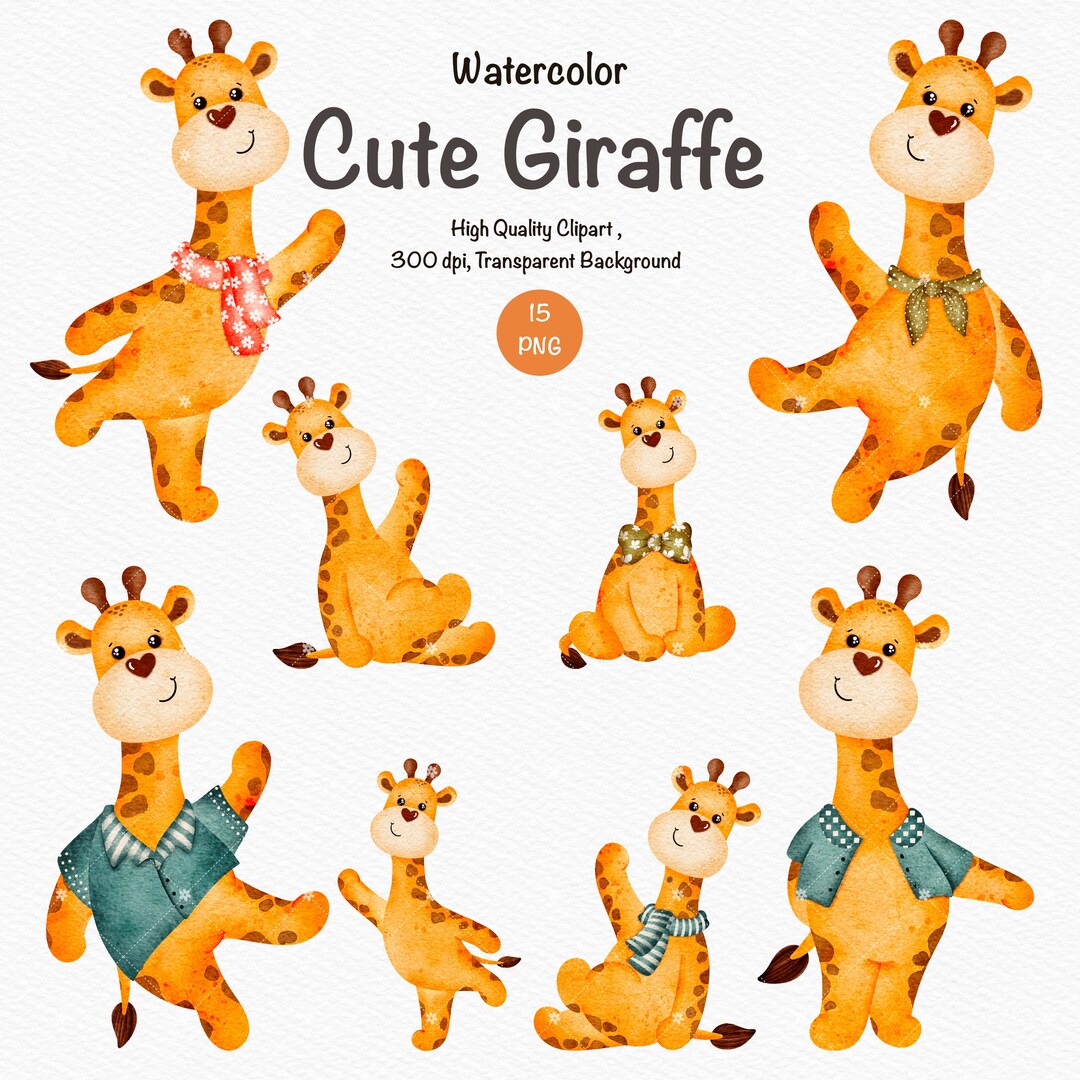 Giraffe Clipart Watercolor Giraffe Clipart Watercolor Animal - Etsy