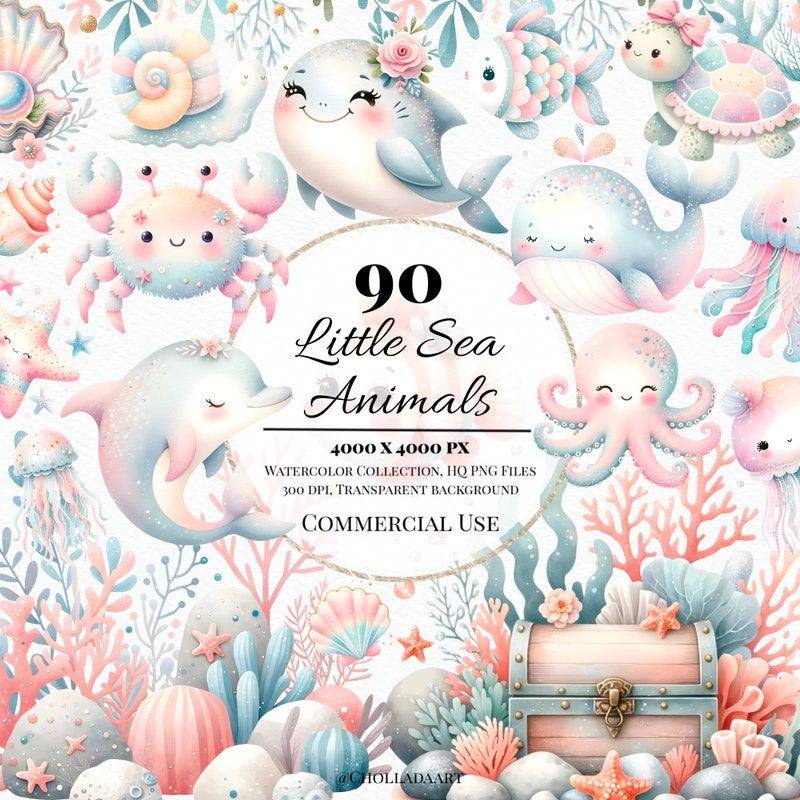 Sea Animal Clipart - Etsy