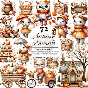 Watercolor Autumn Animals Clipart, Autumn Animal Clipart, Autumn ...
