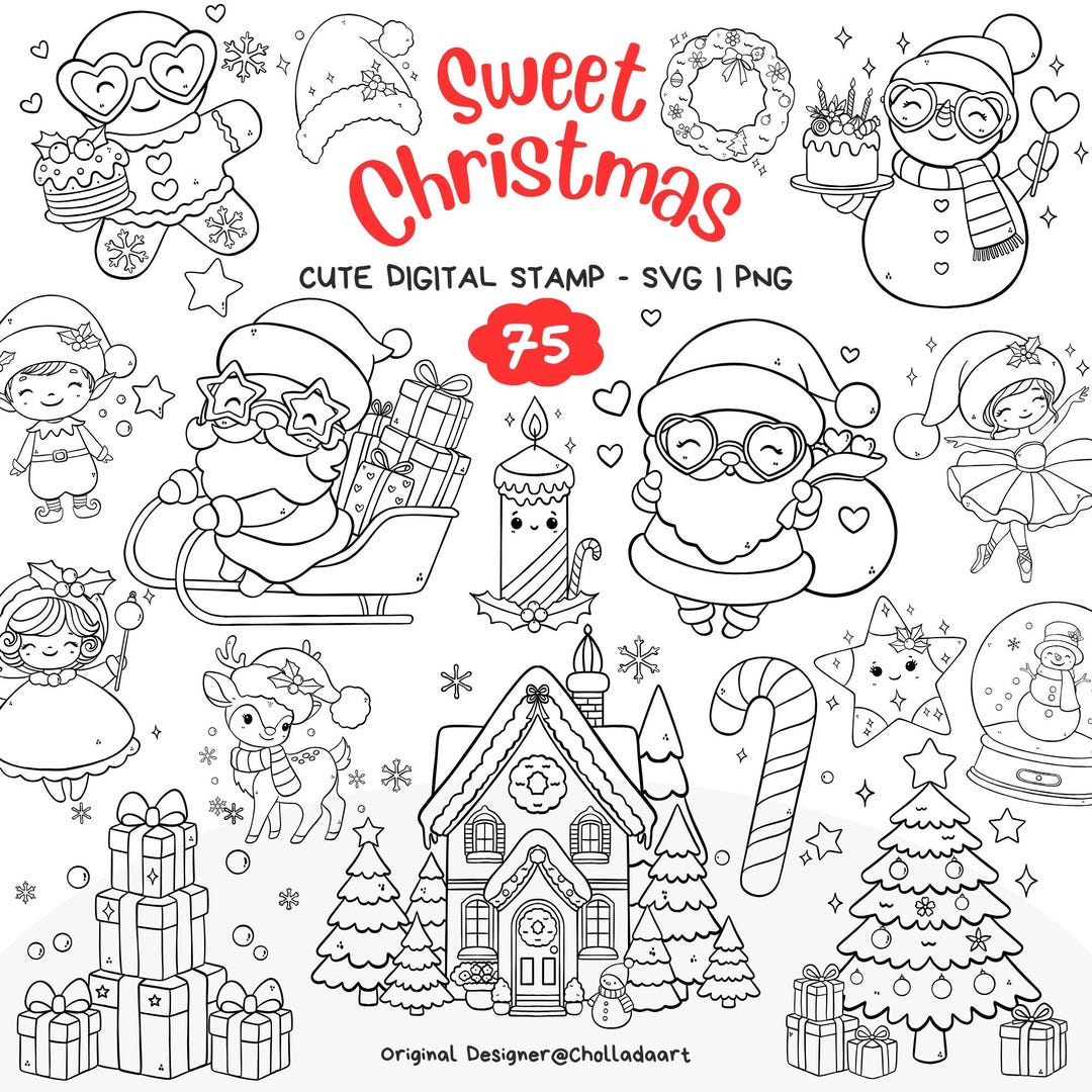 Sweet Christmas SVG Bundle, Christmas Digital Stamp, Christmas Clipart ...