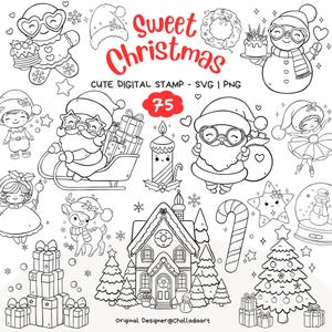 Sweet Christmas SVG Bundle, Christmas Digital Stamp, Christmas Clipart ...