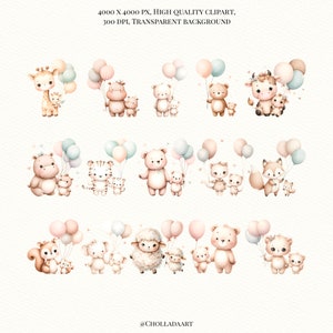 Watercolor Mother and Baby Animals Clipart, Animal Clipart, Mom and ...
