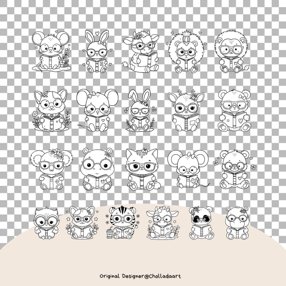 Animal Reading Book Coloring Image, Animal Coloring Image, Animal Book ...