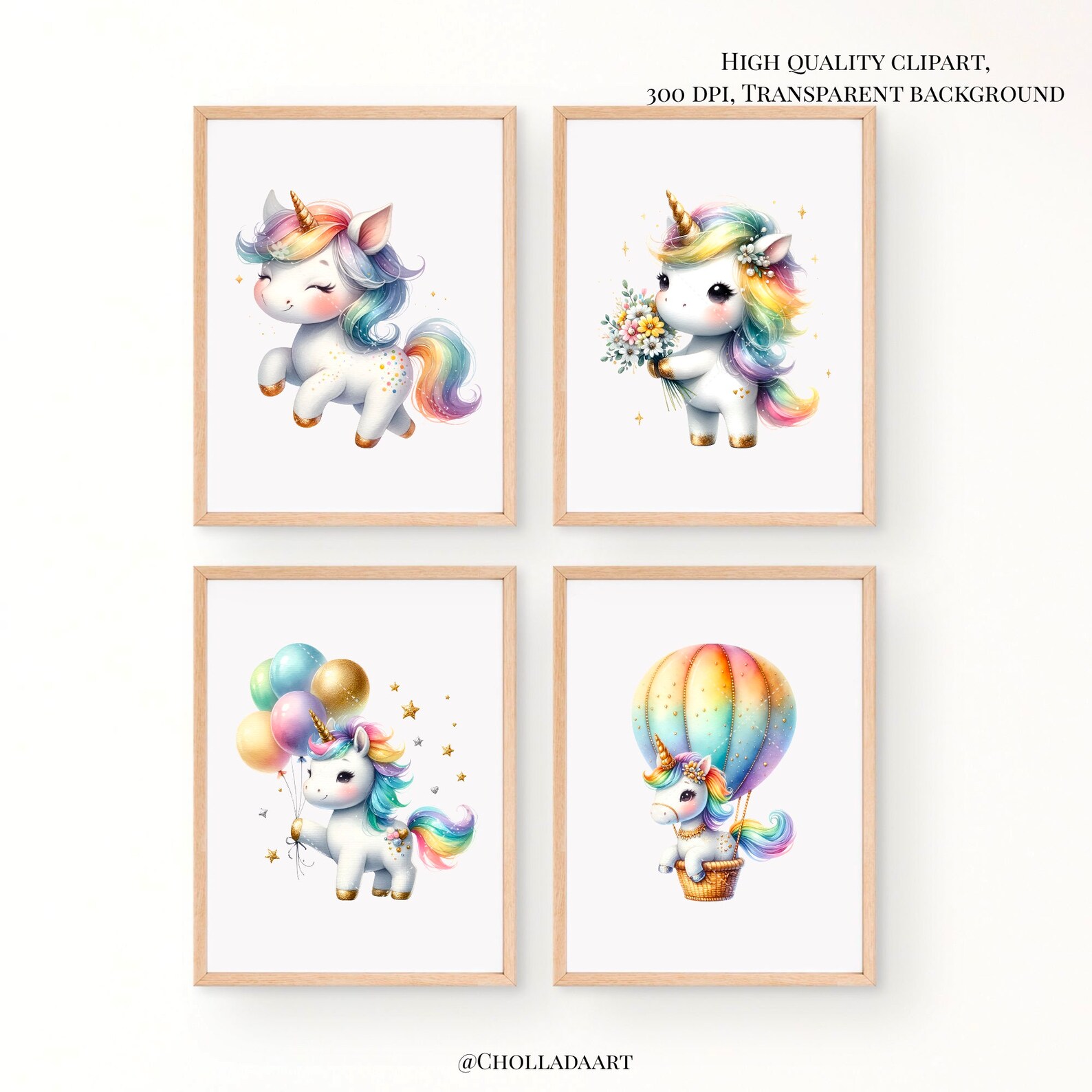 Cute Unicorns Clipart, Unicorn Watercolor Clipart, Unicorn Clipart ...