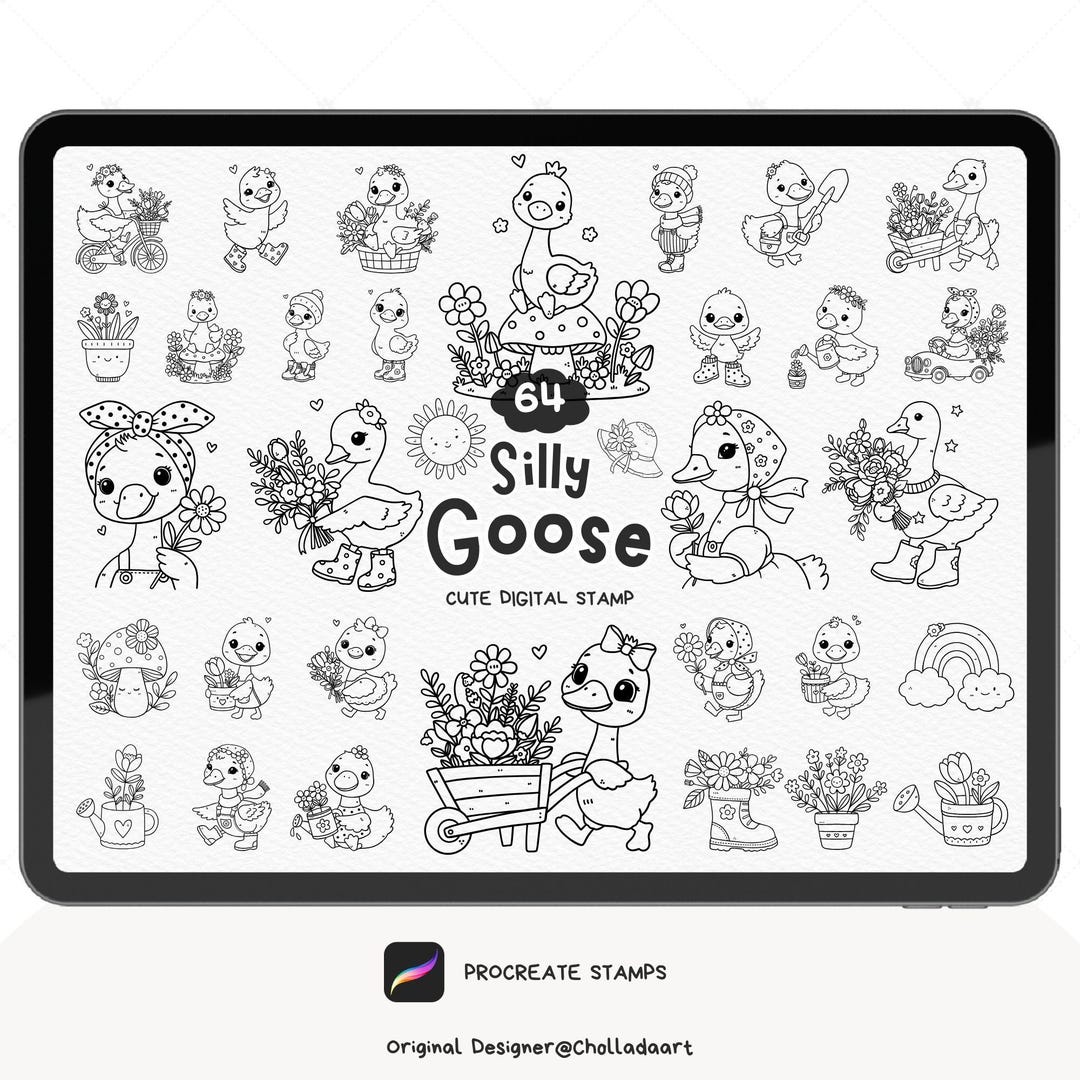 Procreate Silly Goose Stamp Bundle, Procreate Goose Stamp Bundle, Goose ...