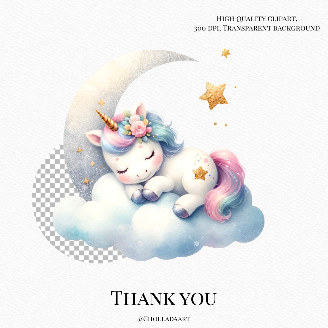 Watercolor Sleepy Unicorn Clipart, Sleepy Unicorn Clipart, Cute Unicorn ...