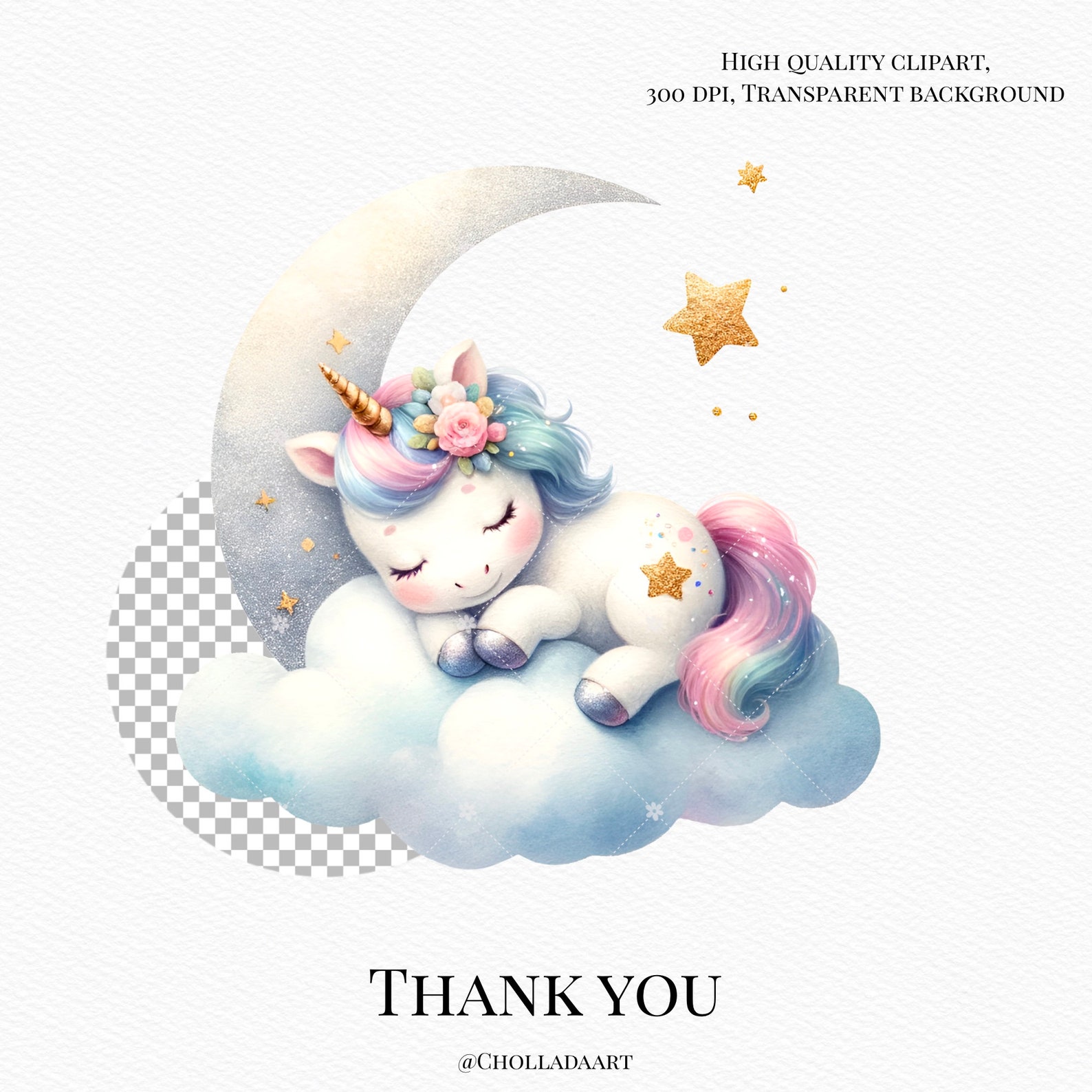 Watercolor Sleepy Unicorn Clipart, Sleepy Unicorn Clipart, Cute Unicorn ...