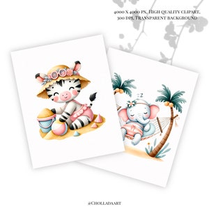 Watercolor Summer Animals Clipart, Summer Animals Clipart, Watercolor ...