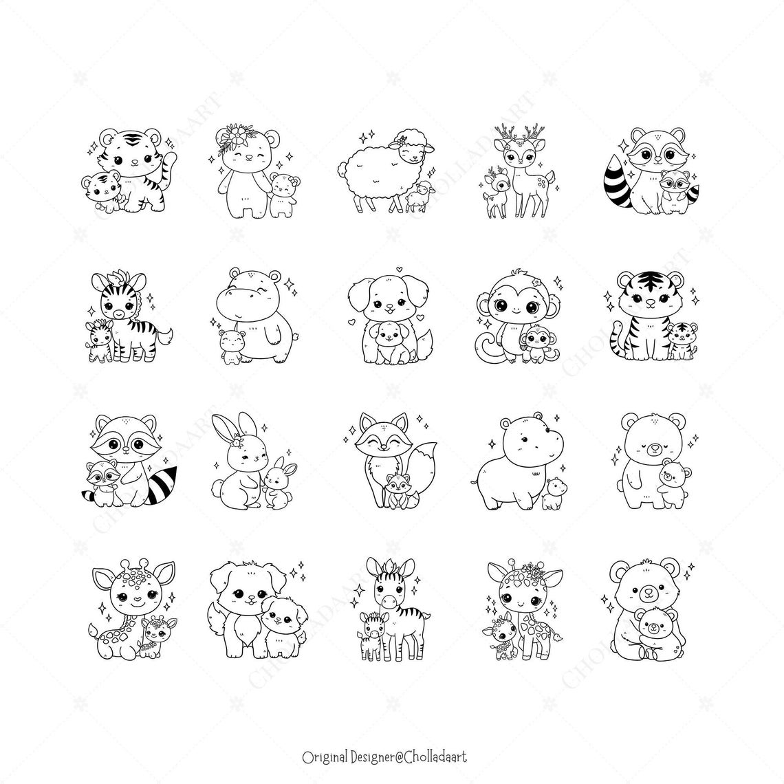 Mom and Baby Animal Clipart, Animal Clipart, Mom and Baby Clipart ...
