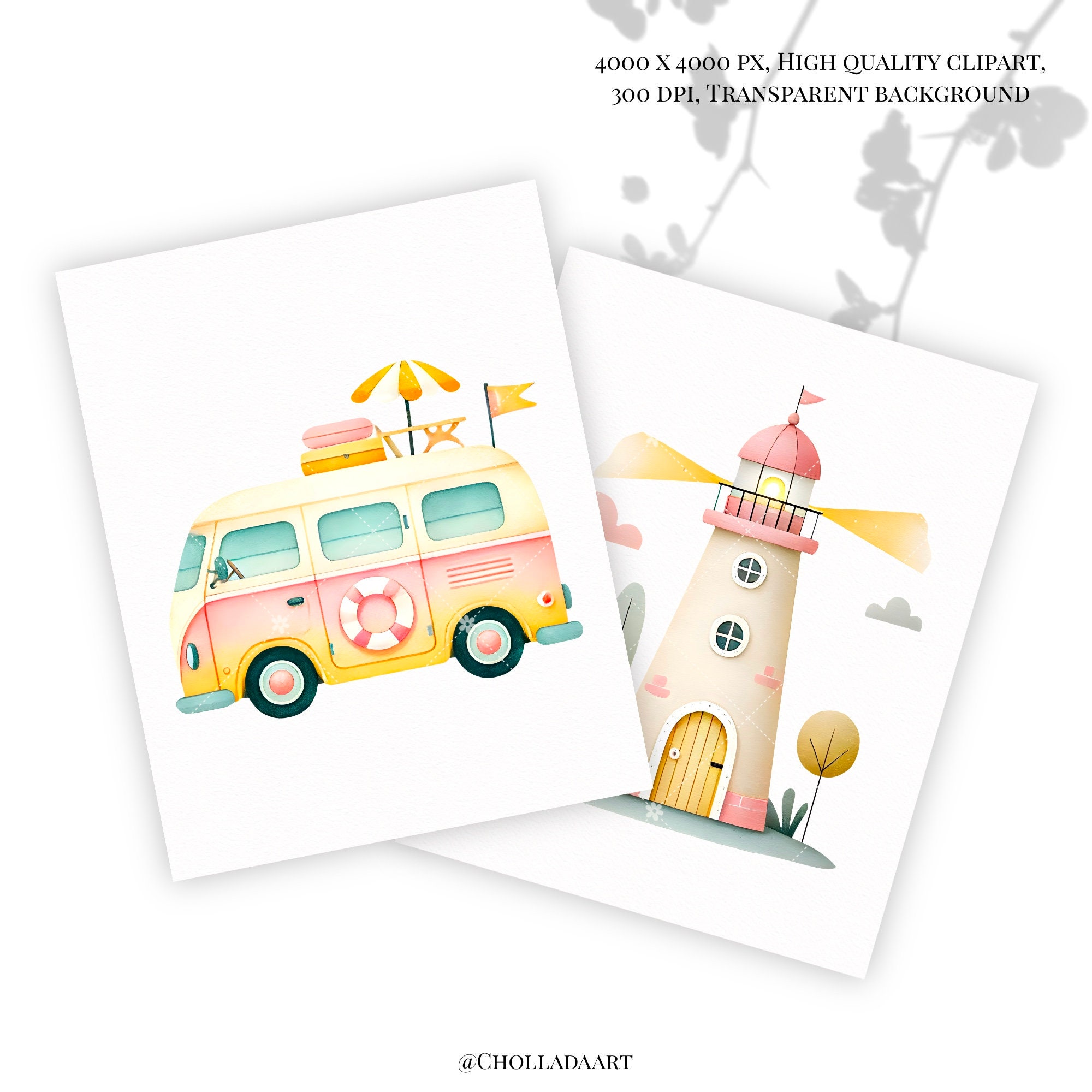 Watercolor Hello Summer Clipart, Watercolor Summer Clipart, Summer ...