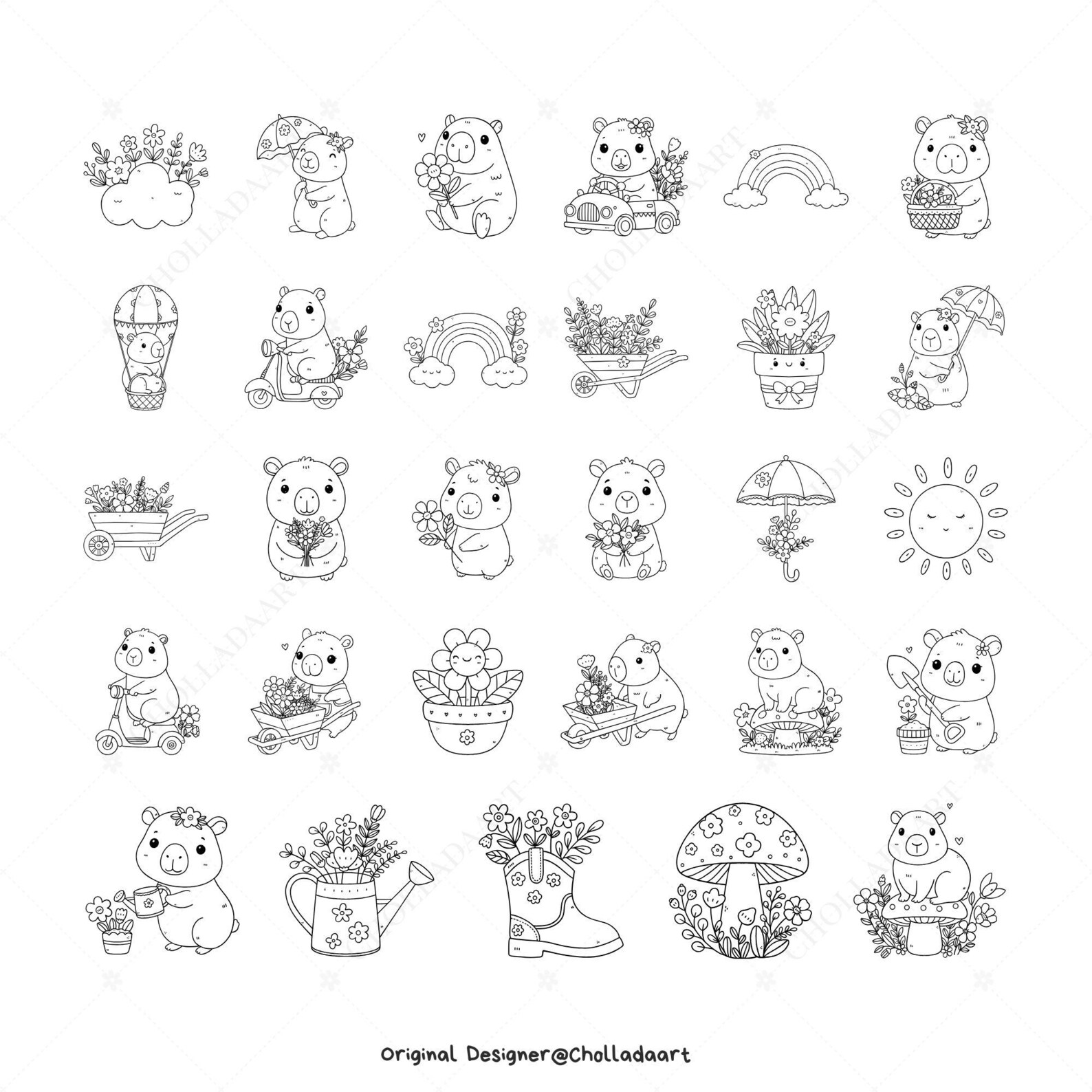 58 Spring Capybara SVG Bundle, Spring Capybara Clipart, Cute Capybara ...