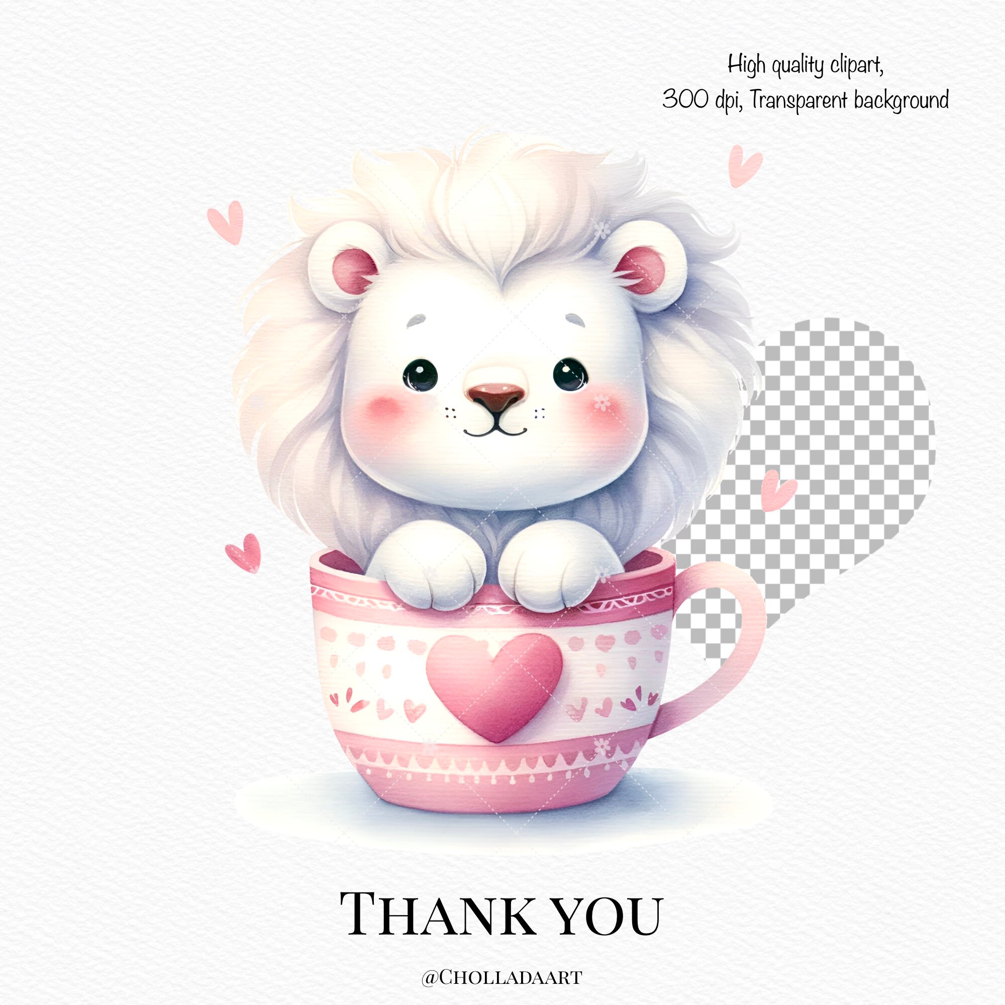 Valentines Animal in a Mug Clipart, Animal Valentines Watercolor, Cute ...
