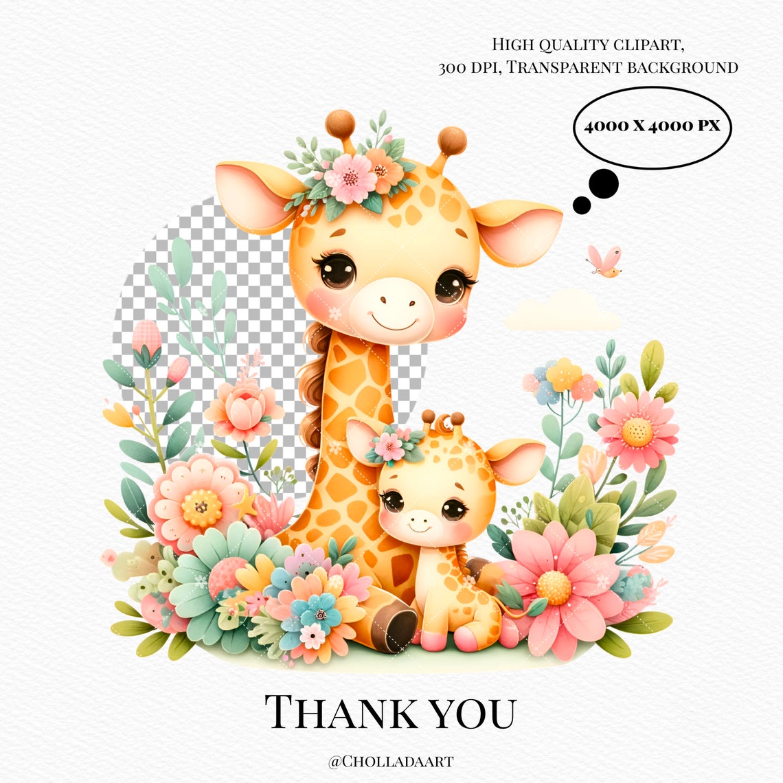 Watercolor Mother and Baby Giraffe Clipart, Giraffe Clipart, Baby ...