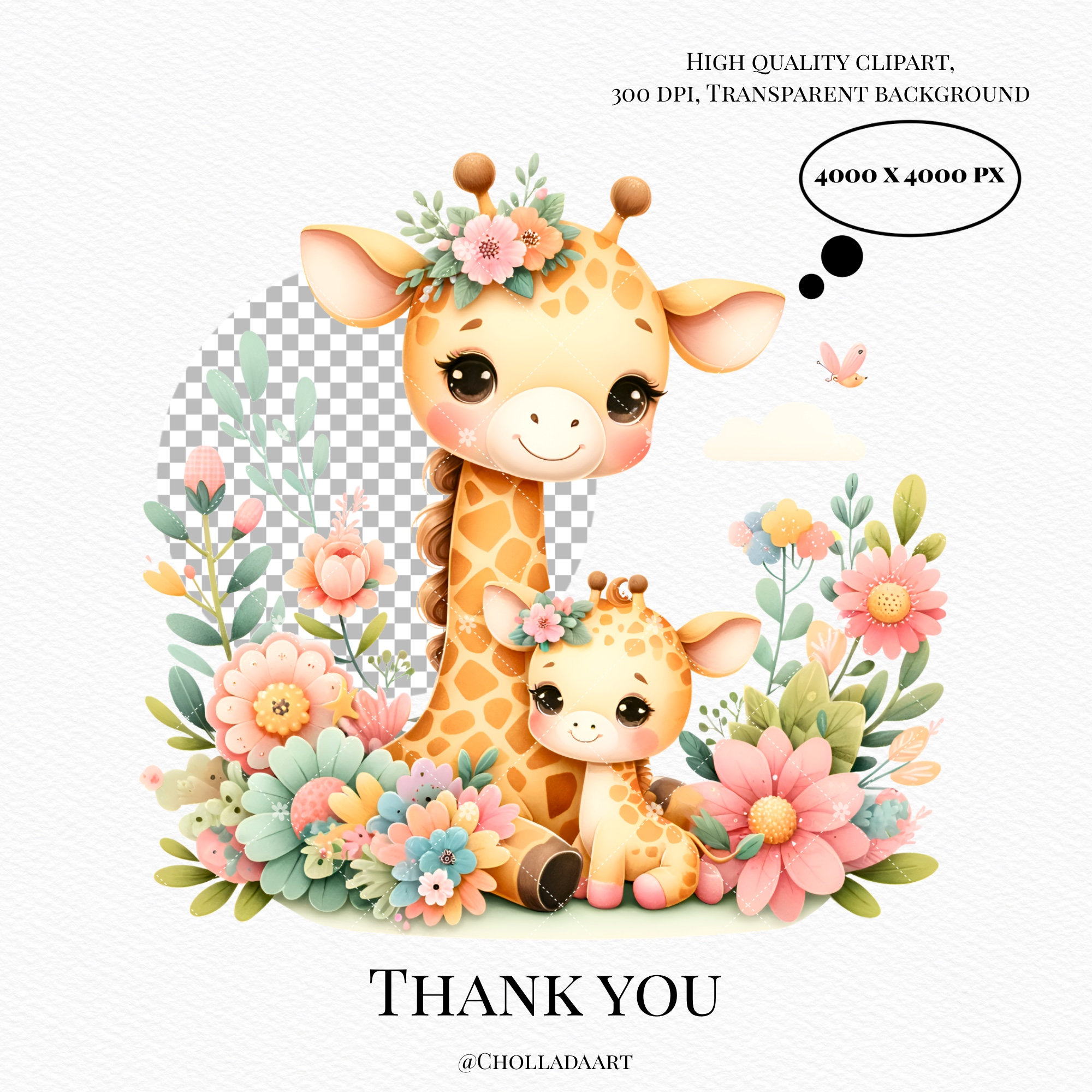 Watercolor Mother and Baby Giraffe Clipart, Giraffe Clipart, Baby ...