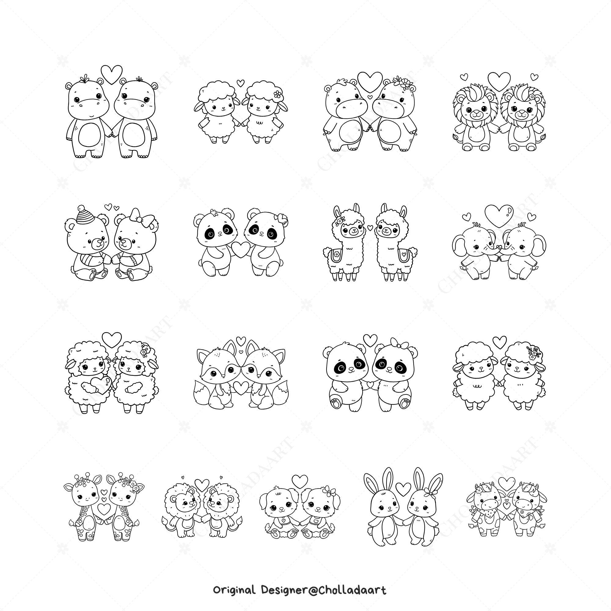 Couple Animal SVG Bundle, Animal SVG Bundle, Doodle Animal Clipart ...