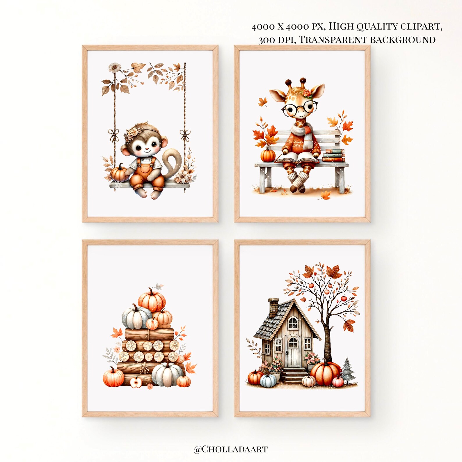 Watercolor Autumn Animals Clipart, Autumn Animal Clipart, Autumn ...