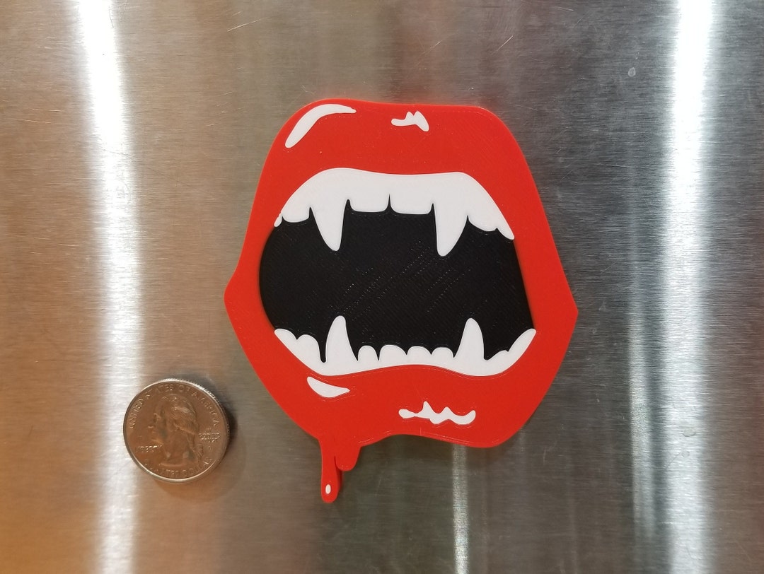 3D Printed Vampire Lips Fangs and Teeth Refrigerator Magnet Perfect for ...