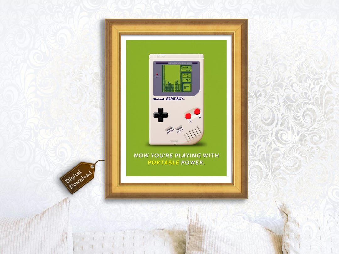 Retro Nintendo Game Boy Poster - 'now You're Playing With Portable ...