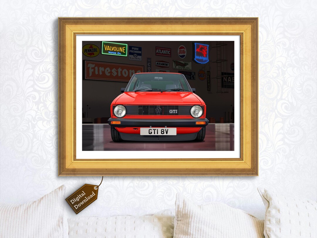 Red MK1 VW Golf GTI Garage Poster - High-quality 300DPI Digital ...